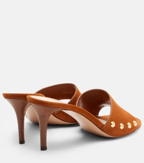 GIANVITO ROSSI Embellished Suede High Heel Sandals - Brown