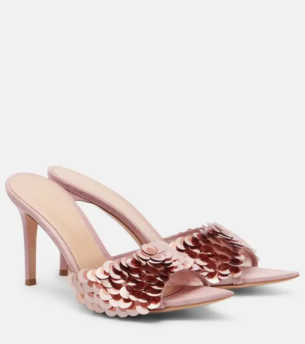 GIANVITO ROSSI Elle Sequined Mules - Pink