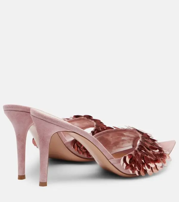 GIANVITO ROSSI Elle Sequined Mules - Pink