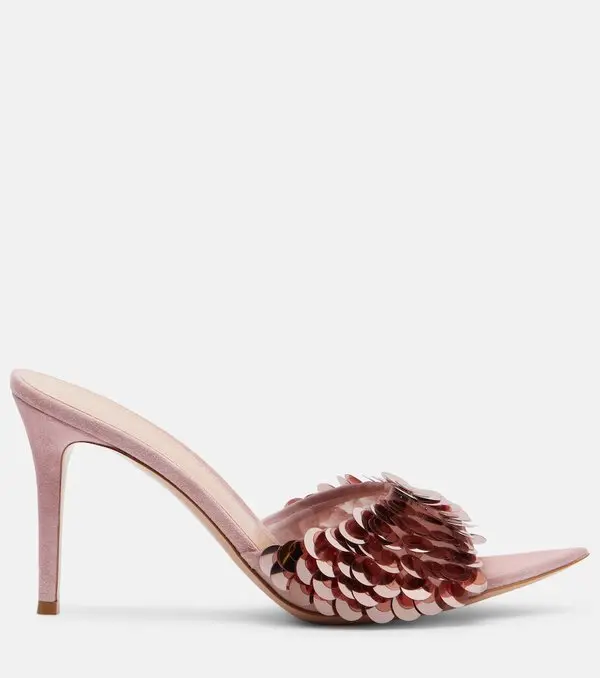 GIANVITO ROSSI Elle Sequined Mules - Pink