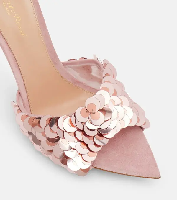 GIANVITO ROSSI Elle Sequined Mules - Pink
