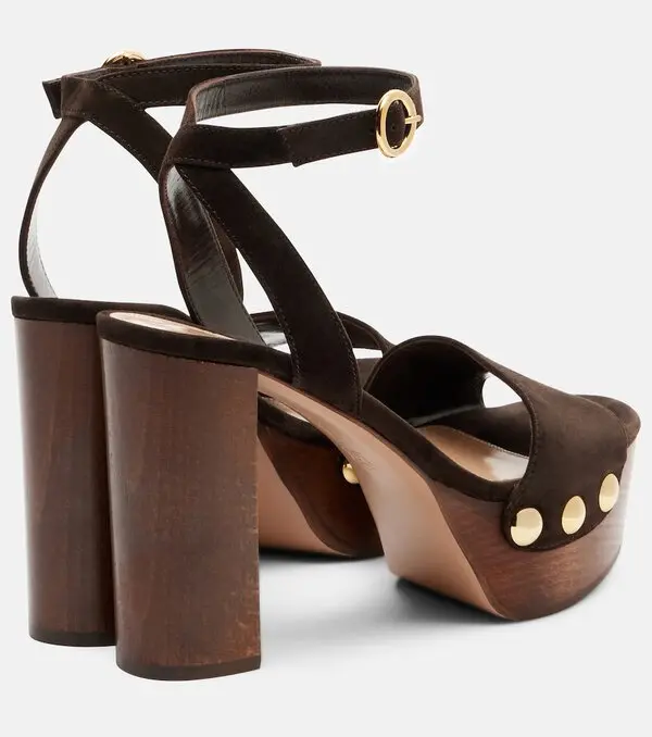 GIANVITO ROSSI Ardéa Studded Suede Platform Sandals - Brown