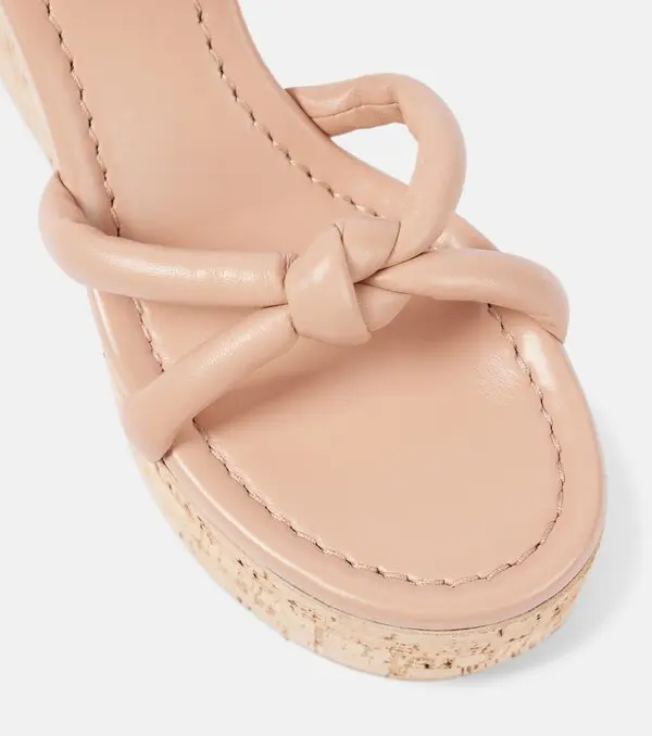 GIANVITO ROSSI Leather Wedge Sandals - Pink