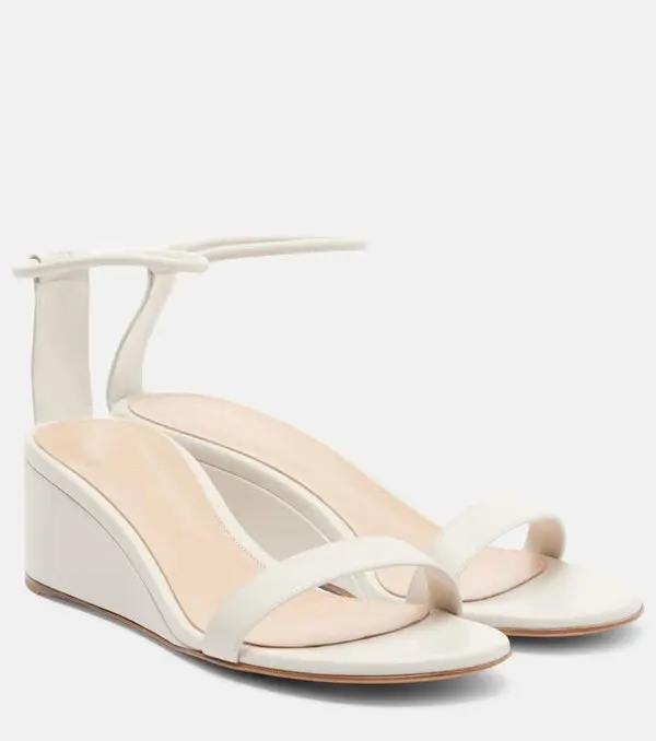 GIANVITO ROSSI Leather Wedge Sandals - White