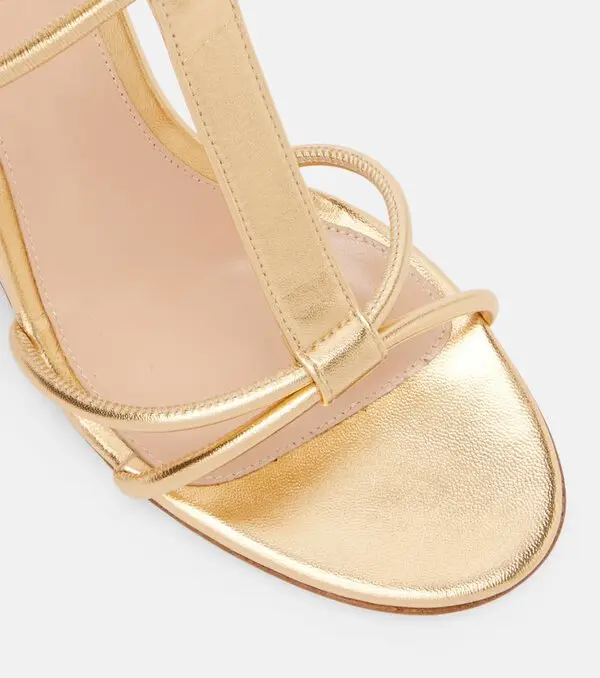 GIANVITO ROSSI Metallic Leather Wedge Sandals