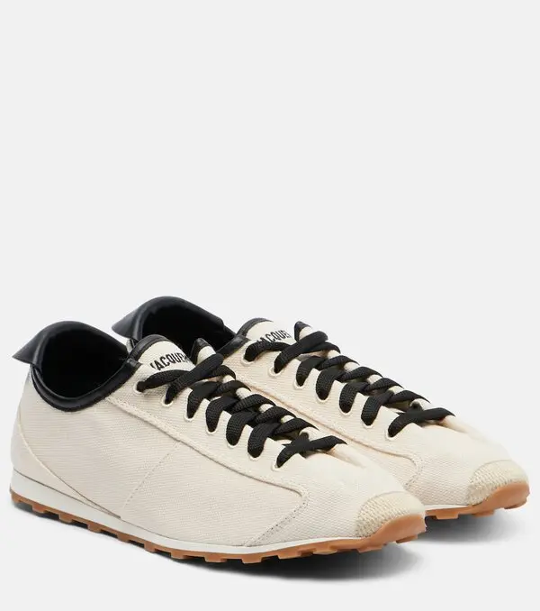 Jacquemus Leather-trimmed Canvas Sneakers - Beige