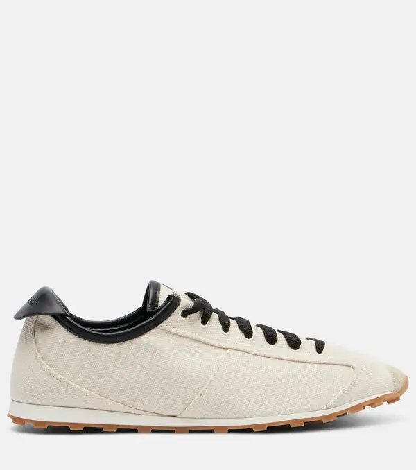 Jacquemus Leather-trimmed Canvas Sneakers - Beige