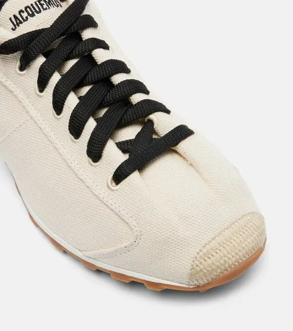 Jacquemus Leather-trimmed Canvas Sneakers - Beige