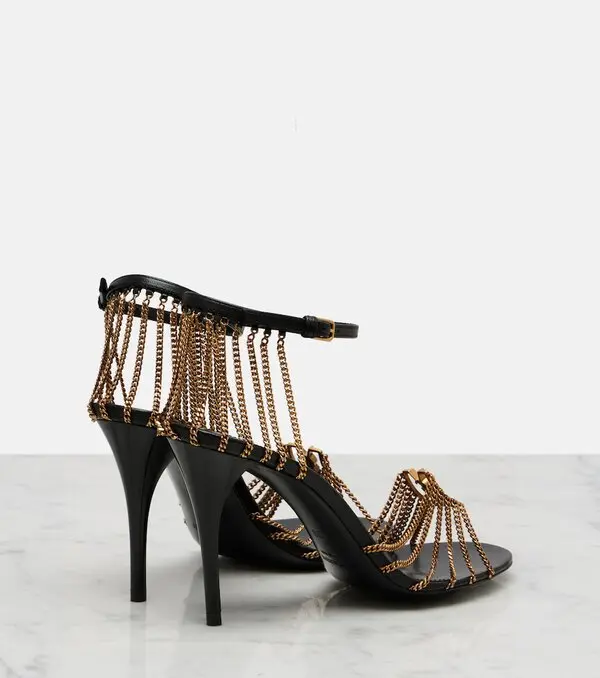 Saint Laurent Babylone 90 Leather Sandals - Black