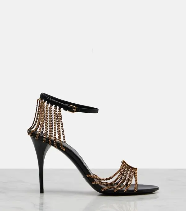 Saint Laurent Babylone 90 Leather Sandals - Black