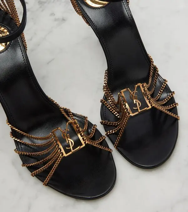 Saint Laurent Babylone 90 Leather Sandals - Black