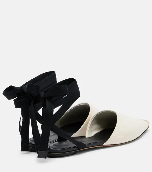 Jacquemus Embroidered Canvas Flats - Beige