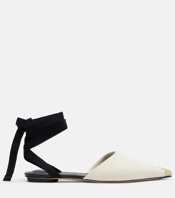 Jacquemus Embroidered Canvas Flats - Beige