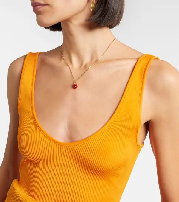 Saint Laurent Ribbed-knit Silk Jersey Tank Top - Orange