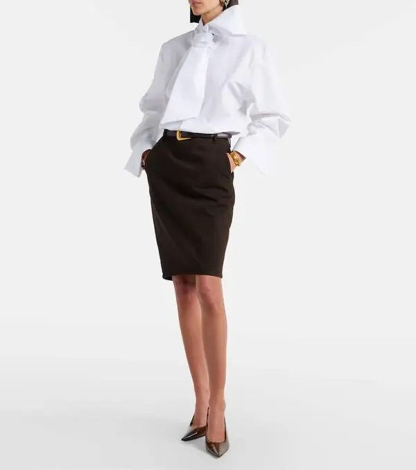 Saint Laurent Tie-neck Cotton Poplin Blouse