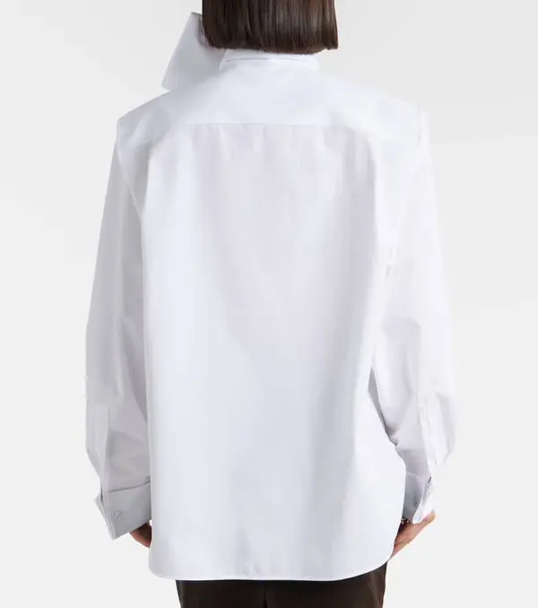 Saint Laurent Tie-neck Cotton Poplin Blouse
