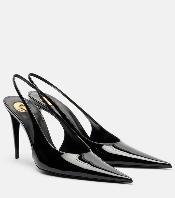 Saint Laurent Guermantes 95 Patent Leather Slingback Pumps - Black