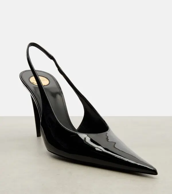 Saint Laurent Guermantes 95 Patent Leather Slingback Pumps - Black