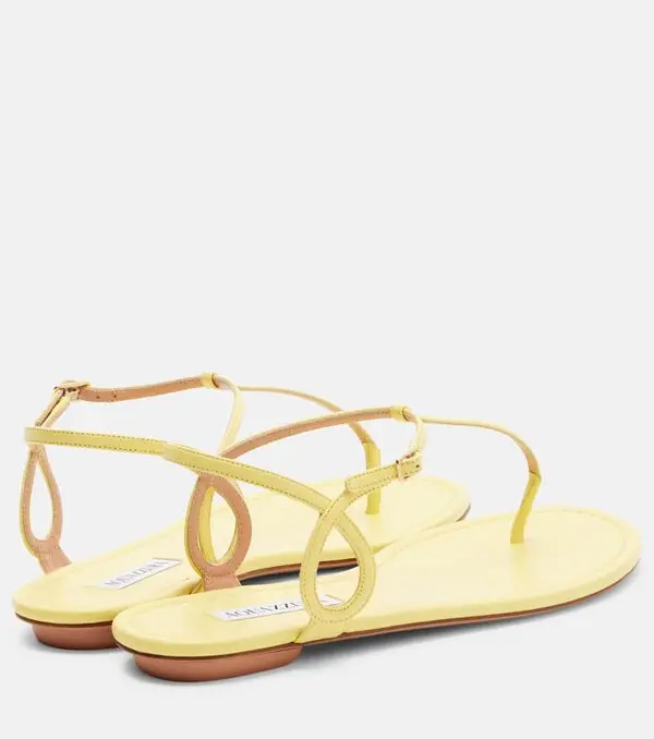 AQUAZZURA Almost Bare Leather Thong Sandals - Yellow