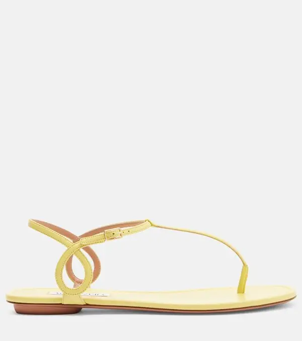 AQUAZZURA Almost Bare Leather Thong Sandals - Yellow