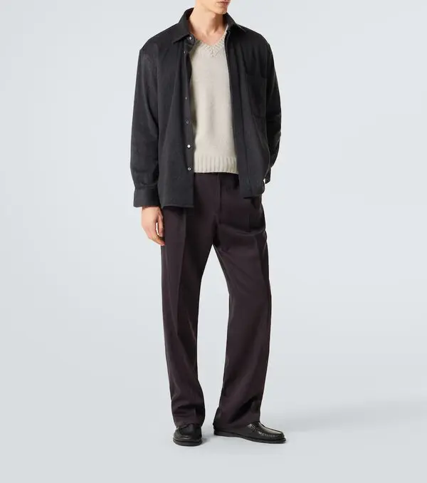 SAMAN AMEL Silk Wide-leg Pants - Black