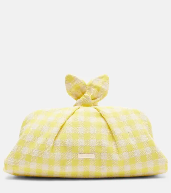 AQUAZZURA Bow-detail Checked Clutch - Yellow