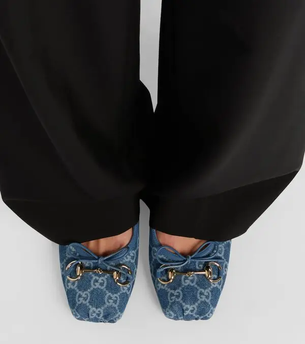 Gucci Horsebit Gg Denim Slingback Pumps