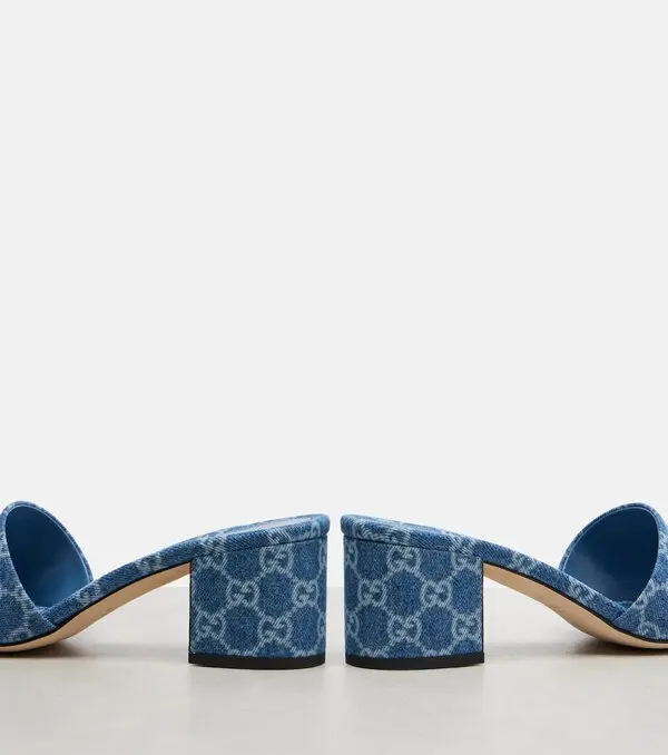 Gucci Horsebit Gg Denim Sandals - Blue