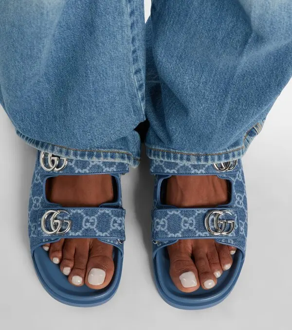 Gucci Gg Denim Sandals - Blue