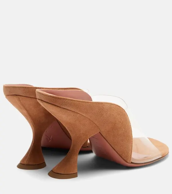 Amina Muaddi Mackenzie Pvc And Suede Mules - Brown