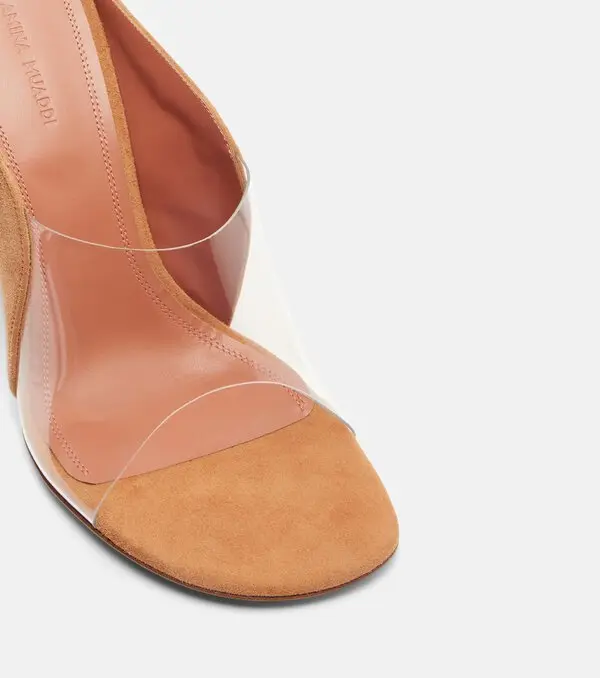 Amina Muaddi Mackenzie Pvc And Suede Mules - Brown