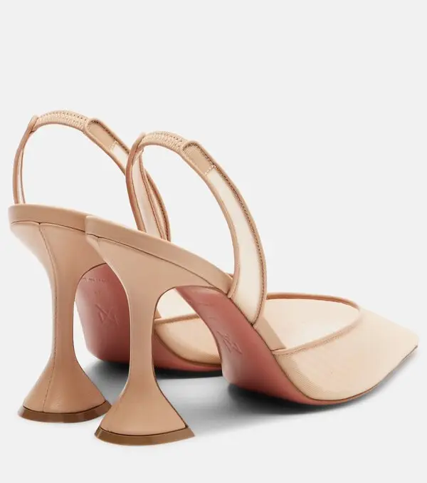 Amina Muaddi Holli Mesh Slingback Pumps
