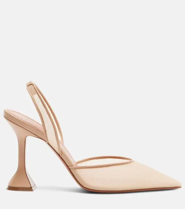 Amina Muaddi Holli Mesh Slingback Pumps