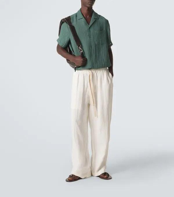 Le Kasha Botad Linen Bowling Shirt - Green