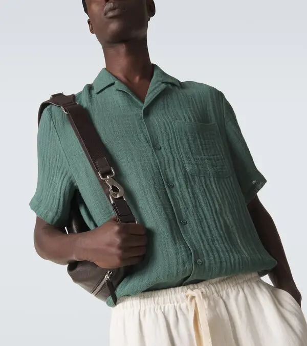 Le Kasha Botad Linen Bowling Shirt - Green