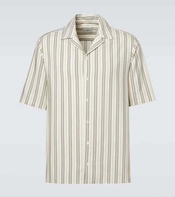 Le Kasha Striped Silk Bowling Shirt - Green