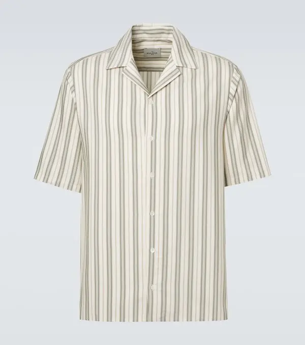 Le Kasha Striped Silk Bowling Shirt - Green