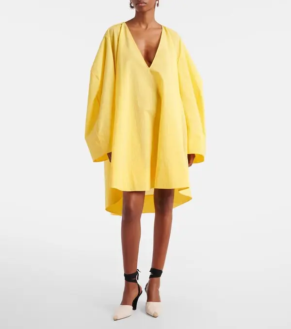 Jacquemus Paysan Cotton-blend Poplin Minidress - Yellow