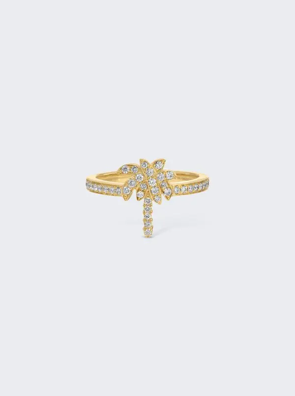 ANITA KO Diamond Pave Palm Tree Pinky Ring 18k Yellow Gold - Yg
