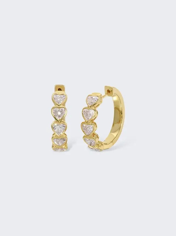 ANITA KO Medium Bezel Heart Diamond Hoops 18k Yellow Gold - Yg
