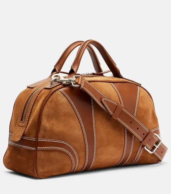 Dries Van Noten Leather-trimmed Suede Top-handle Bag - Brown