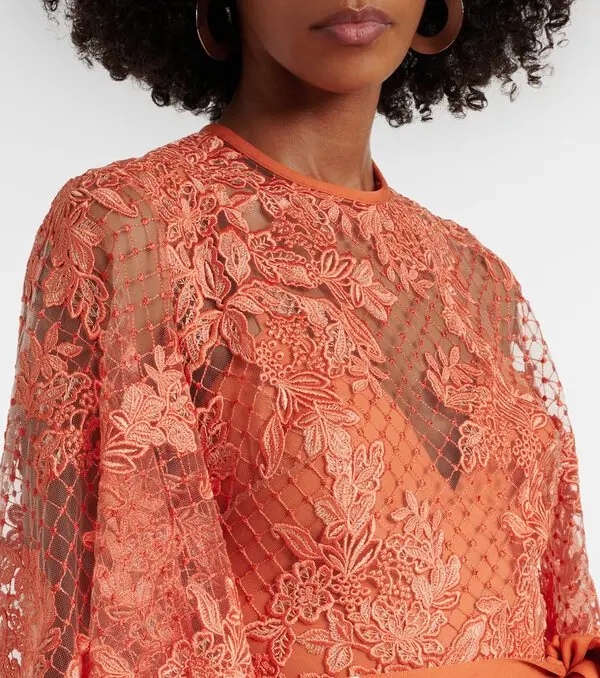 Elie Saab Embroidered Lace And Tulle Gown