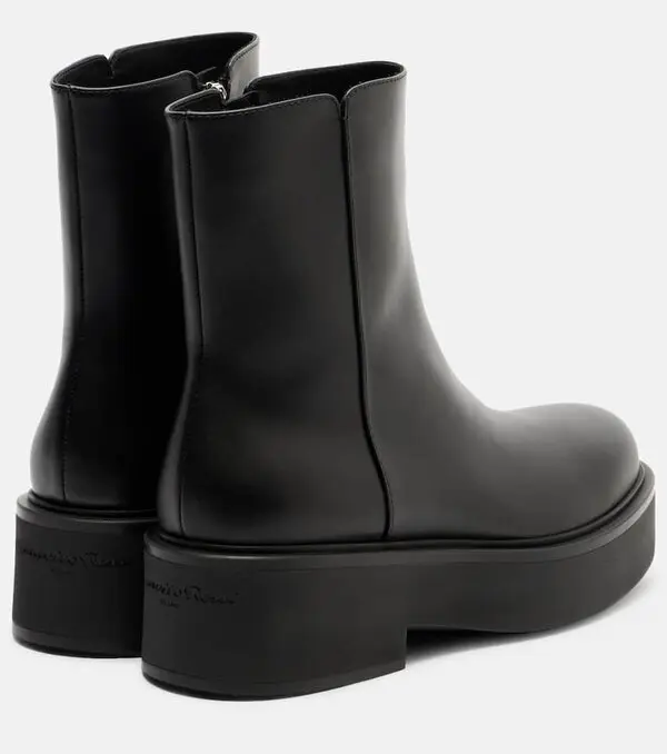 GIANVITO ROSSI Hiro Leather Platform Ankle Boots
