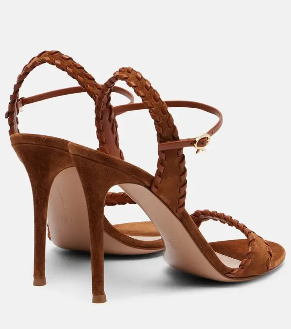 GIANVITO ROSSI Suede And Nappa Leather Slingback Sandals - Brown