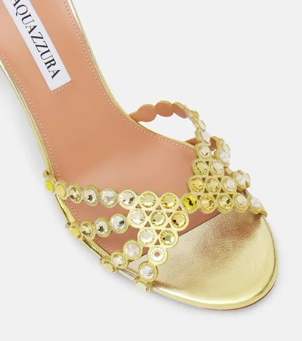 AQUAZZURA Tequila Embellished Leather Mules