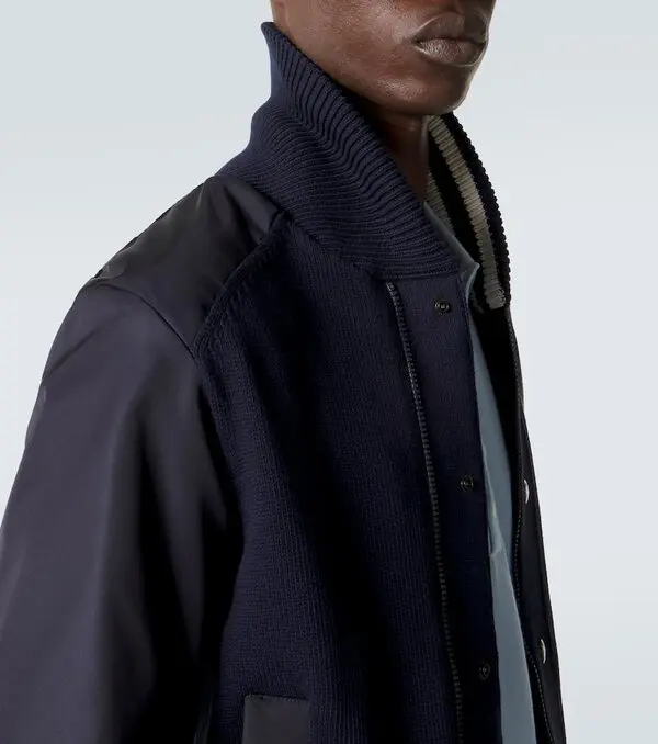 Moncler Ribbed-knit Technical Varsity Jacket