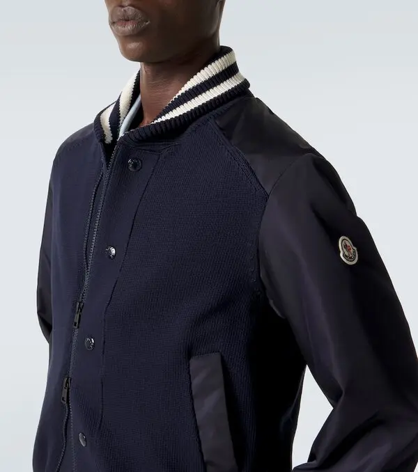 Moncler Ribbed-knit Technical Varsity Jacket