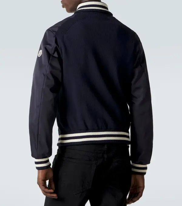 Moncler Ribbed-knit Technical Varsity Jacket