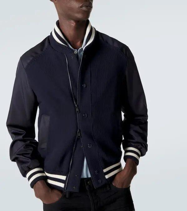 Moncler Ribbed-knit Technical Varsity Jacket