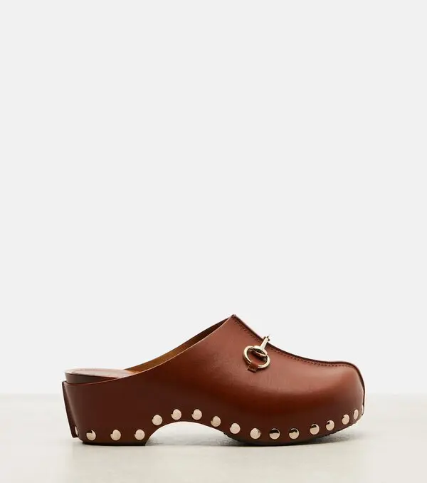 Gucci Horsebit Studded Platform Clogs